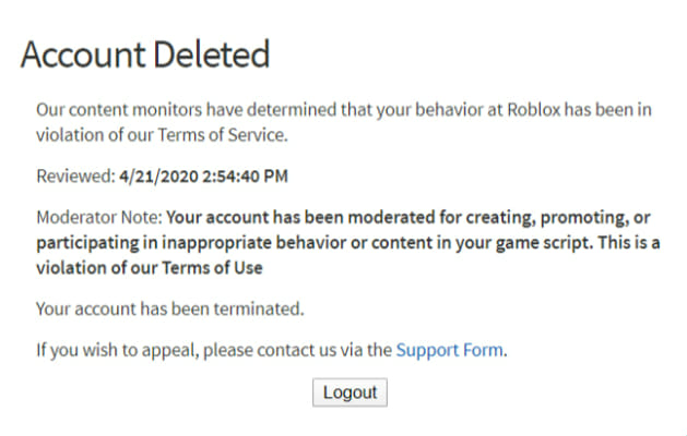 What’s your change of getting terminated on Roblox? - Quiz | Quotev